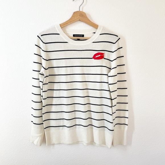 Banana Republic | Sweaters | Banana Republic White Striped Lip Kiss ...